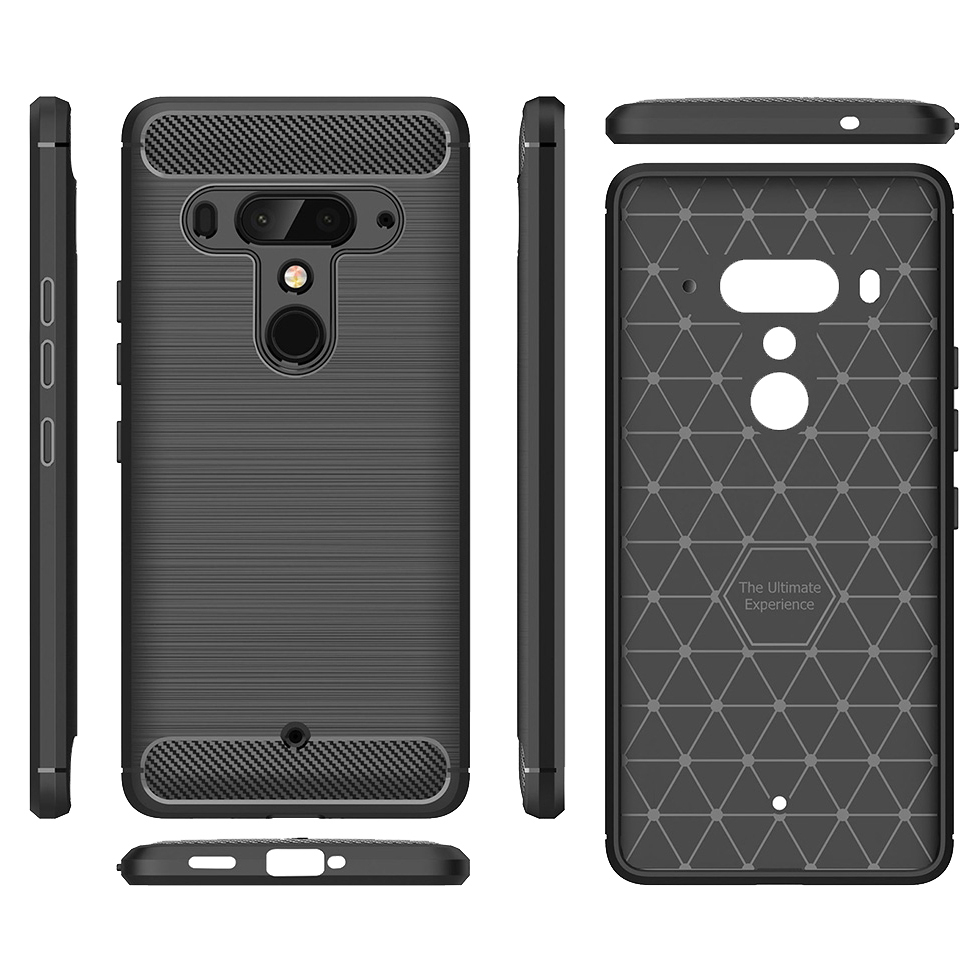 Flexi Slim Carbon Fibre Case for HTC U12+ (Black)